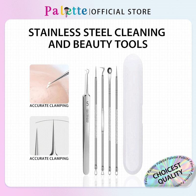 Stainless Steel Black Heads Remover Tools Set Acne Clip Cell Tweezers ...