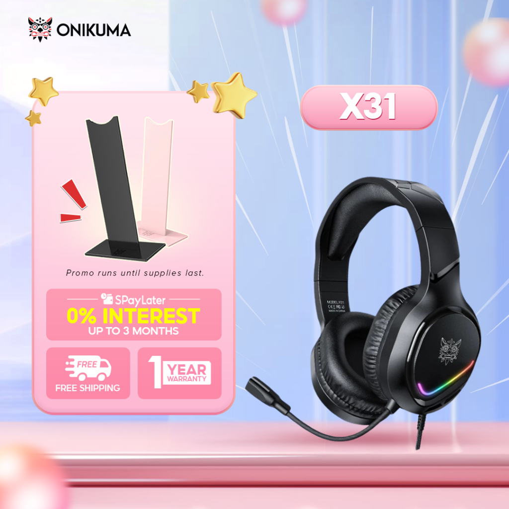 Onikuma X31 RGB Lighting Gaming Headset with Noise Canceling Microphone ...