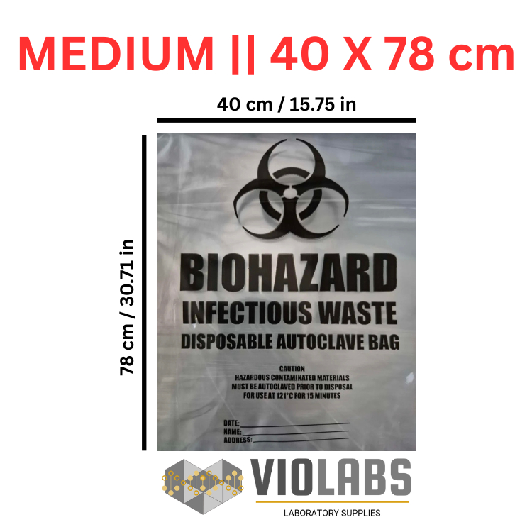 Biohazard Medical Waste Autoclave Autoclavable Bags, Medium, 40 cm x 78 ...