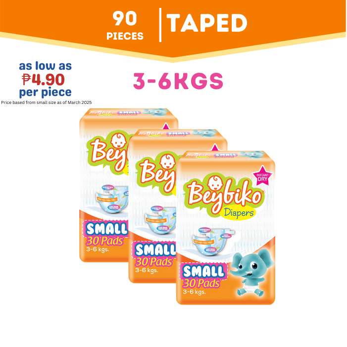 Beybiko Diapers Small (3-6 Kg) - 90 Pcs (3 Packs of by 30's) | Shopee ...