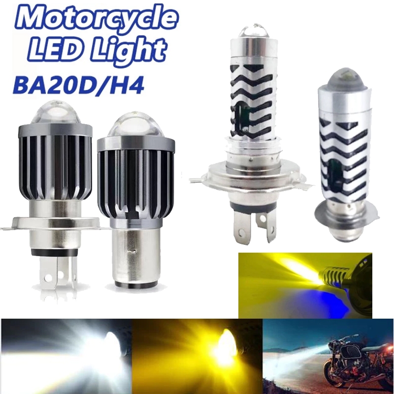 1pcs Led Motorcycle Headlight H4 H6 BA20D Bulbs Two-color Hi Lo beam ...