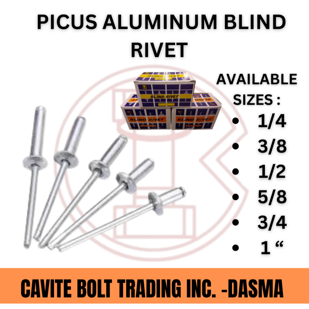 Picus Aluminum Blind Rivet Sold per Box Apprx 600pcs Sizes: 1/8 - 5/32 ...