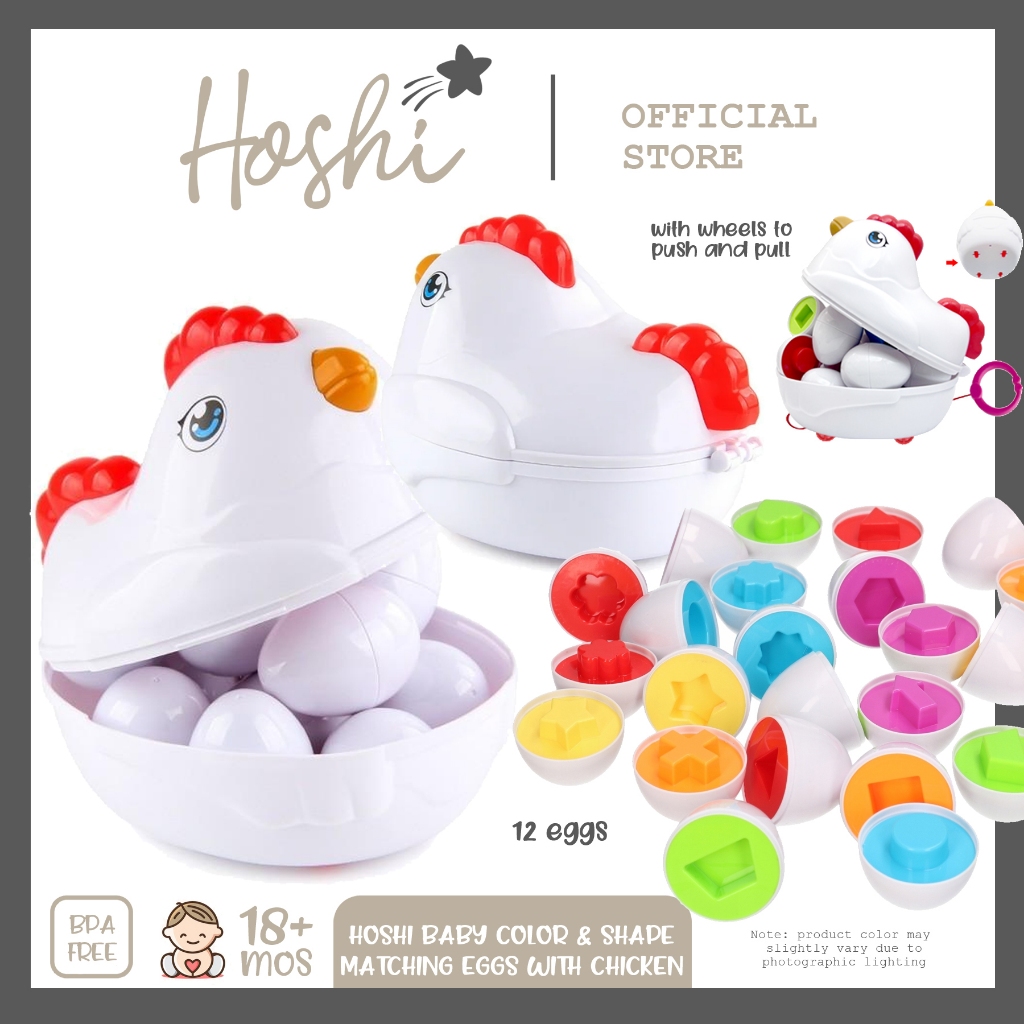 Hoshi Baby Color and Shape Matching Eggs with Chicken, Montessori ...