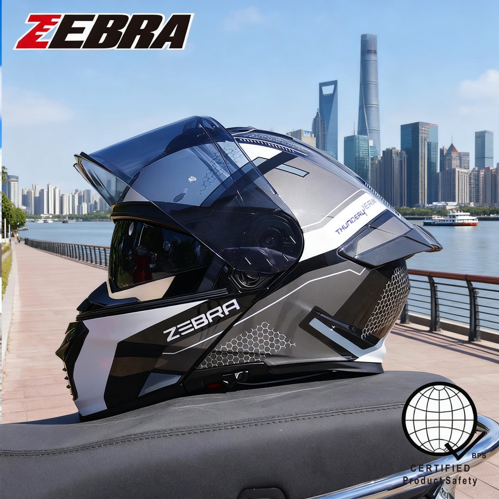 ZEBRA A113 Modular helmet Full Face for Motorcycle Dual Visor man and ...