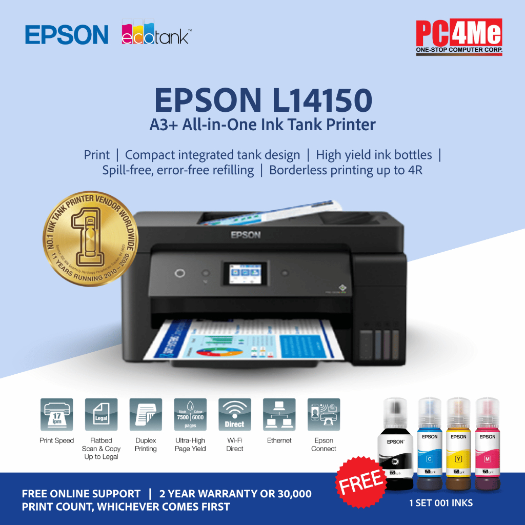 Epson EcoTank L14150 A3+ Wi-Fi Ink Tank Printer | Print Scan Copy Fax ...