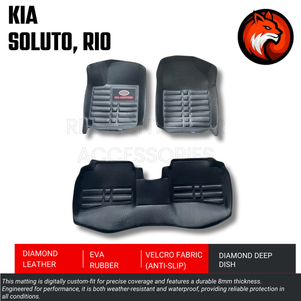 Kia Rio Premium Diamond Deep Dish Car Floor Matting (Not for EX variant ...