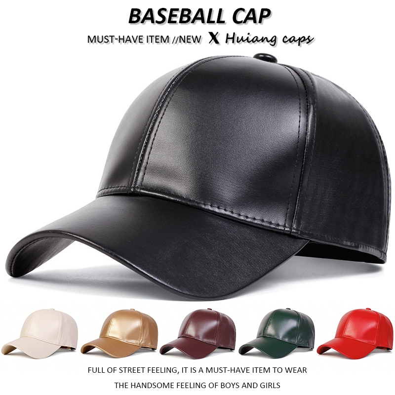 Baseball cap high quality PU leather snapback cap for men women fashion ...