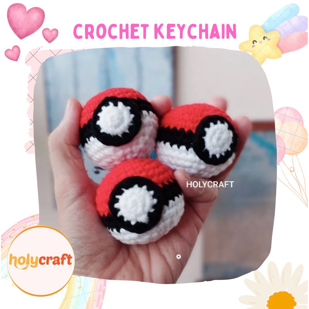 Pokeball Crochet Keychain | Handmade Amigurumi | Shopee Philippines
