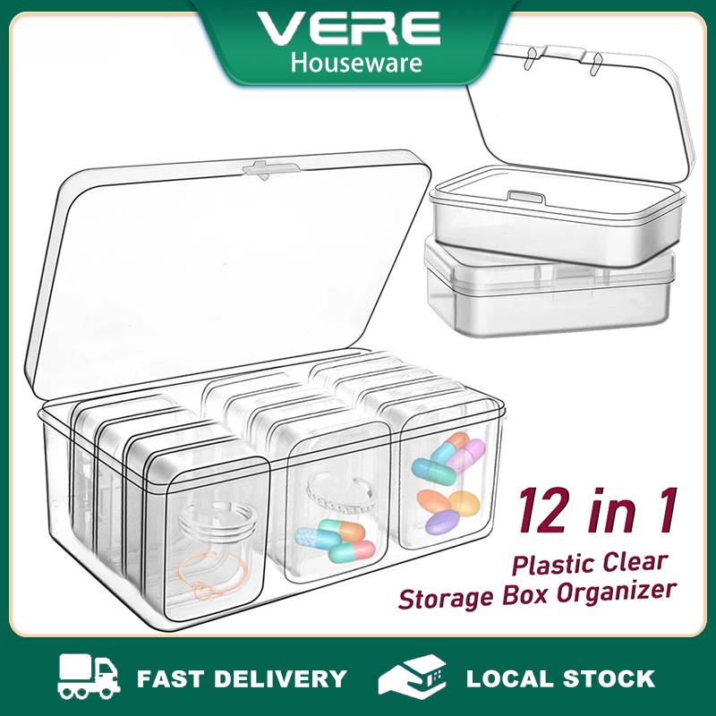 Clear Storage Box Organizer 12 in 1 Storage Containers Mini Box Organi ...