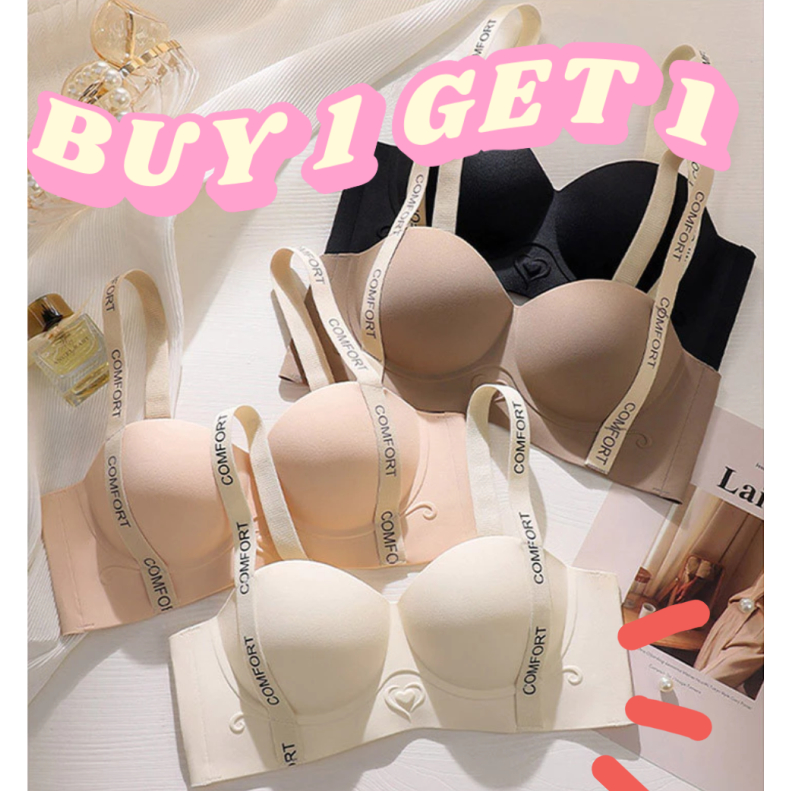 BUY 1 TAKE 1 Thick Push Up Bra Seamless Bra Breathable No Steel Ring ...