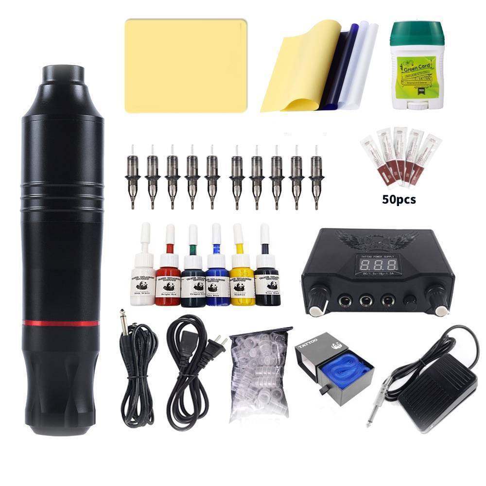 Tattoo Pen Type Kit Full Set Power Supply Ink Tatto tool Rotary DC ...