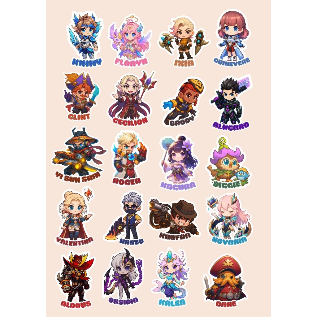 Mobile Legends Stickers 20 pieces per sheet with hologram dot effect ...