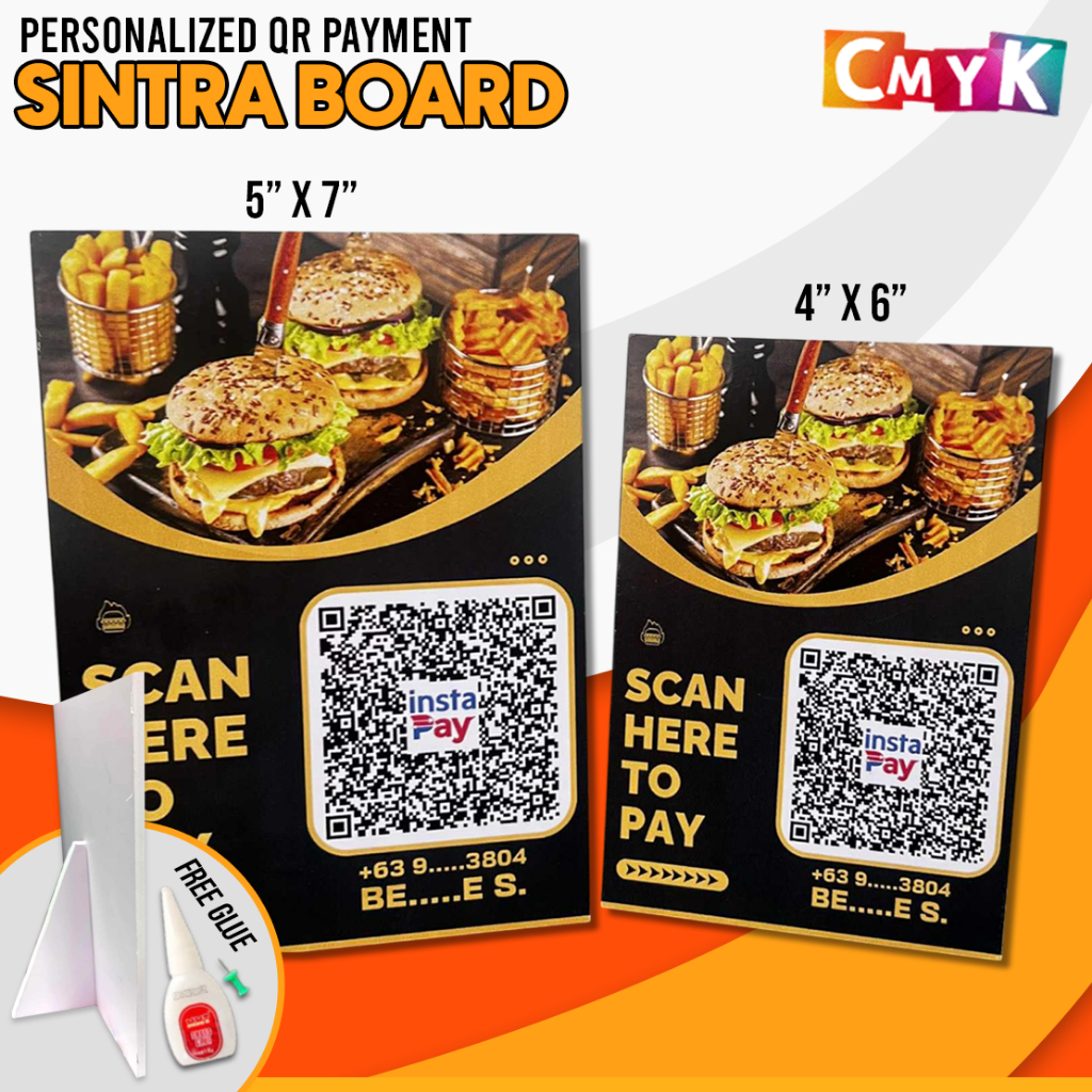 CMYK Personalized QR Code Payment Sintra Board Glossy With Stand and ...