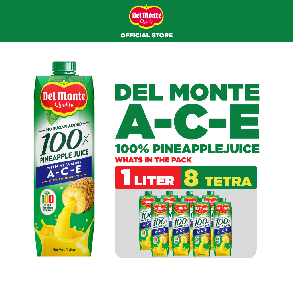 Del Monte 100% Pineapple Juice w/ Vitamins A-C-E- Plus Phytochemicals ...