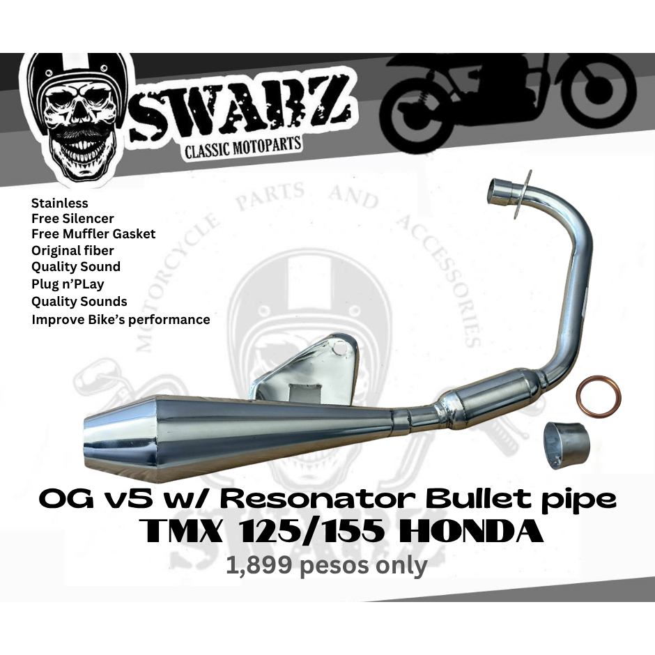 v5 OG Bullet pipe w/ RESONATOR for TMX 125/155 HONDA Motorcycle pipe ...