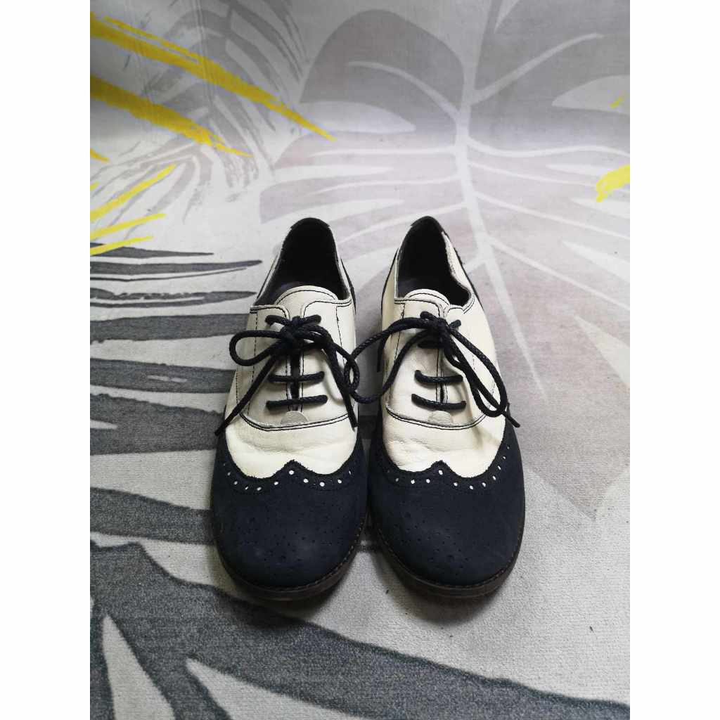 White Black Wing Tip Lace Up Shoes | Shopee Philippines