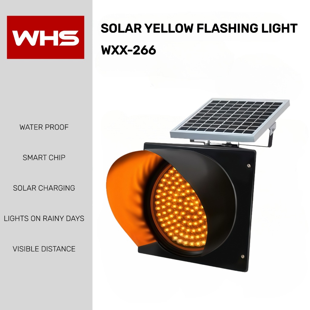 WHS Solar Yellow Flashing Light Wireless Traffic Light LED Security ...