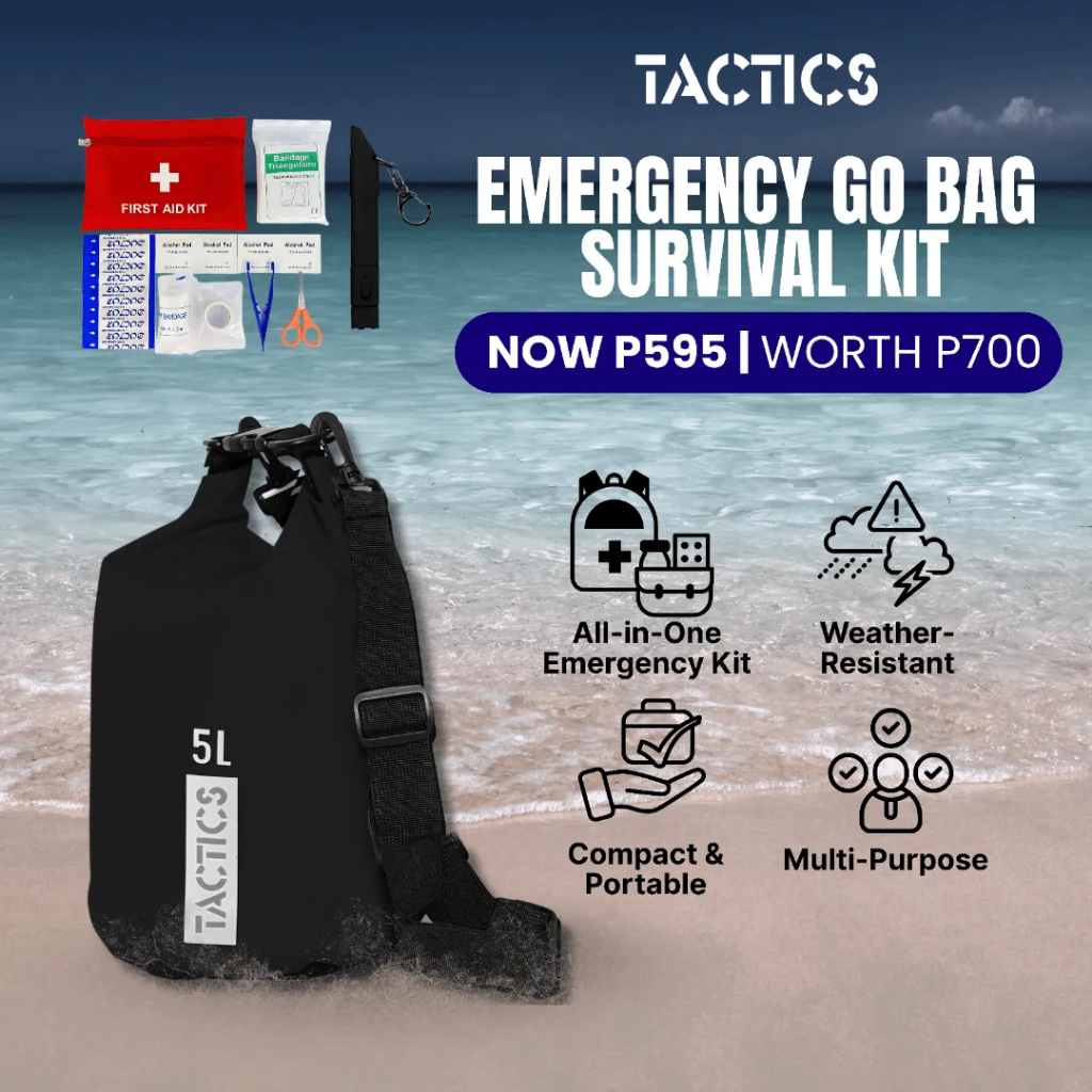 Tactics Bundle 5L Black Ultra Waterproof Dry Bag + Emergency Go Bag ...