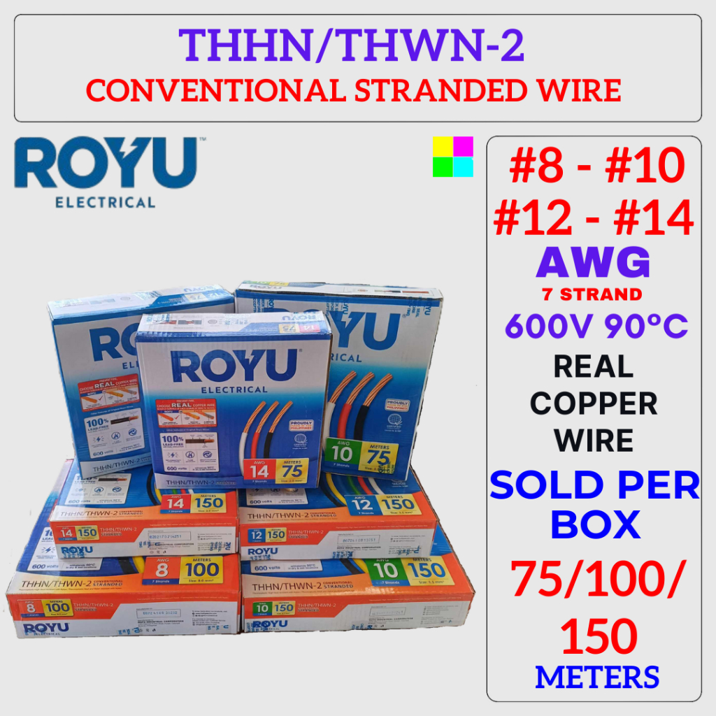 Royu THHN / THWN-2-Stranded Wire AWG 7 Strand (#8, #10, #12, #14) Sold ...