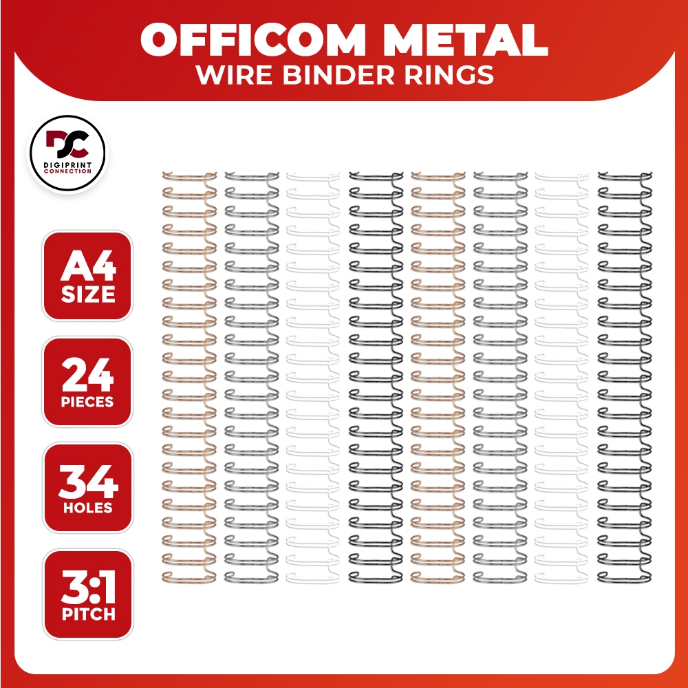 Metal Wire Binder Rings Officom Binding 15.9mm 34 holes 24pcs [Silver ...