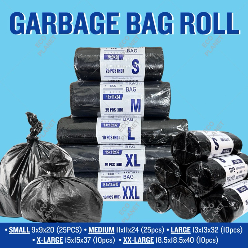 Trash Bag/ Garbage Bag Rolled Small / Medium / Large/ Extra Large / 2XL ...
