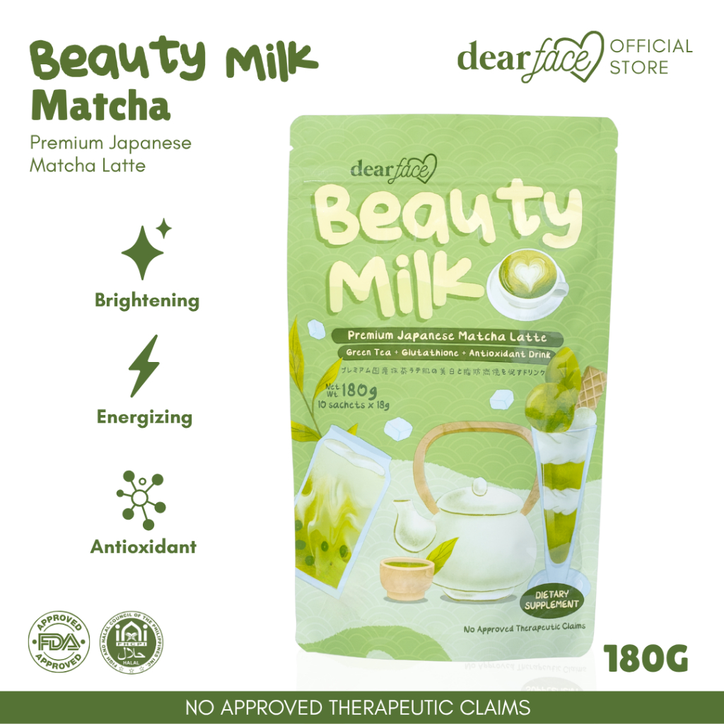 DEAR FACE Beauty Milk Matcha 180g | Premium Japanese Matcha Latte Collagen Drink | Shopee ...
