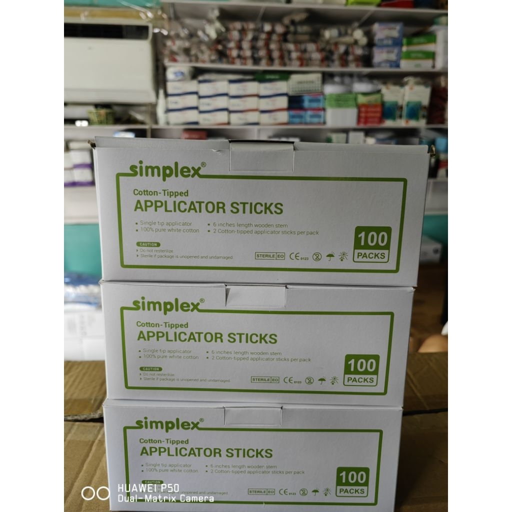 Cotton tipped applicator stick sterile Simplex( 1 box 100's ) | Shopee ...