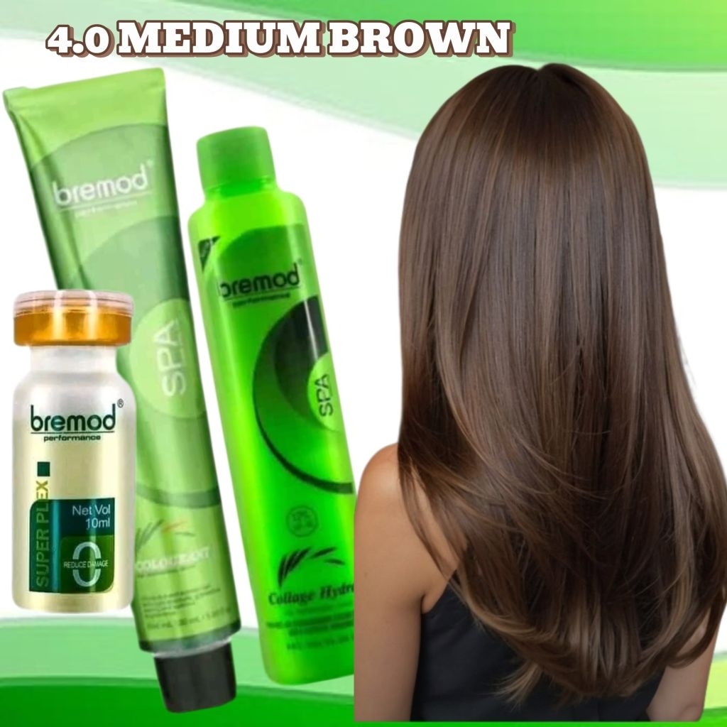 Medium Brown 4.0 Bremod Permanent Hair Color Dye Set 100ml | Shopee ...