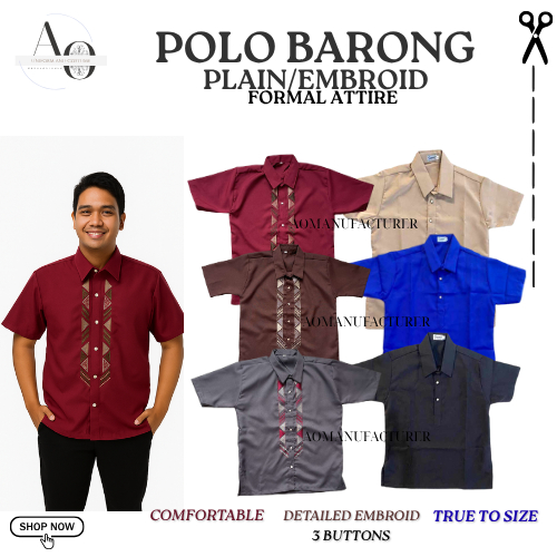 AMARA AOManufacturer2025 - Cover Button Polo Barong Formal Attire Plain ...