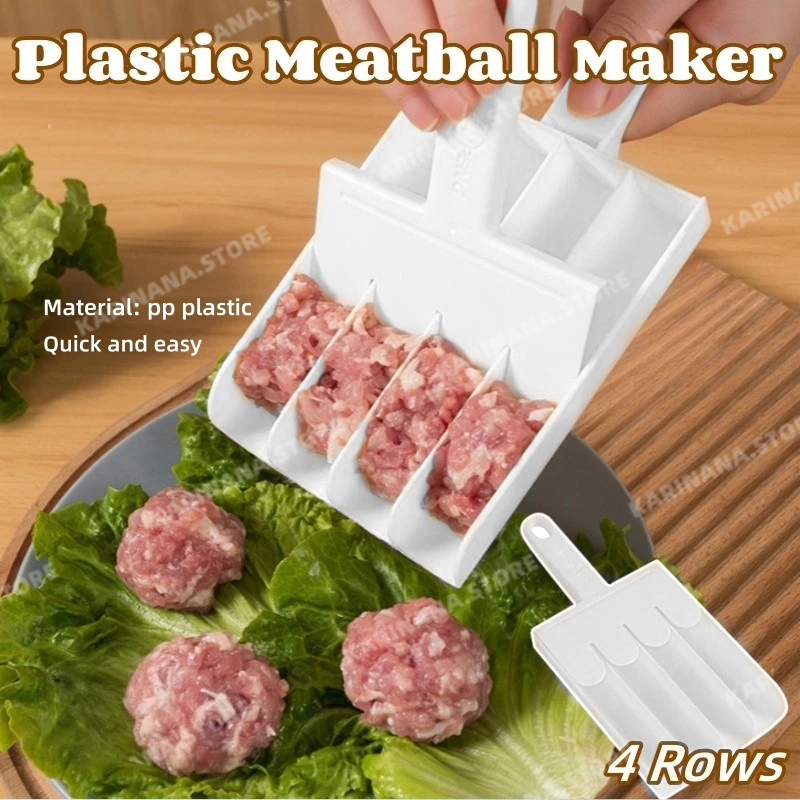 4Rows Plastic Meatball Maker Set Fried Fish Beaf Meat Making Balls Mold ...