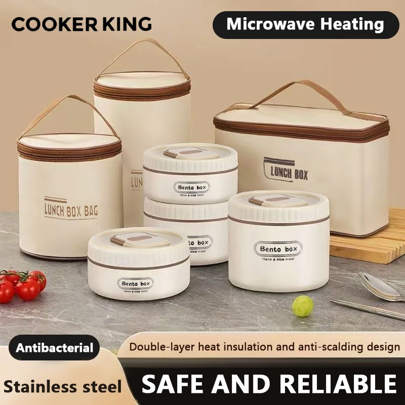 COOKER KING Stainless Steel Insulated Lunch Box Microwave Heated With ...