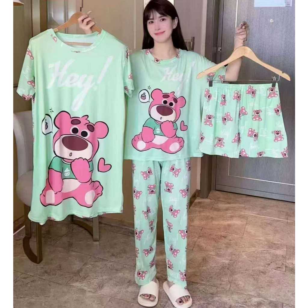 4 in 1 terno pajama with short and dress Pangbahay for women | Shopee ...