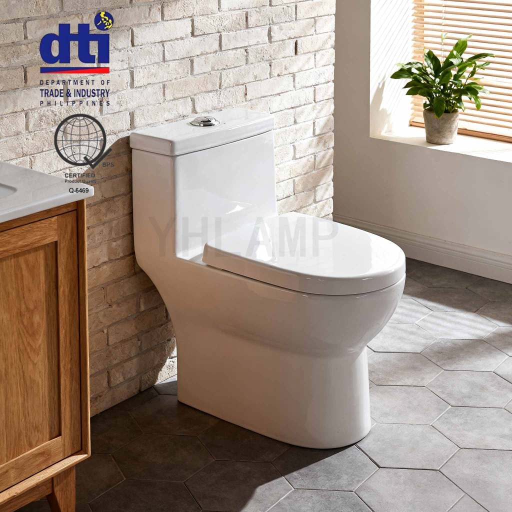 Bathroom Flush Toilet One-Piece Ceramic Toilet Set With Dual Flush ...