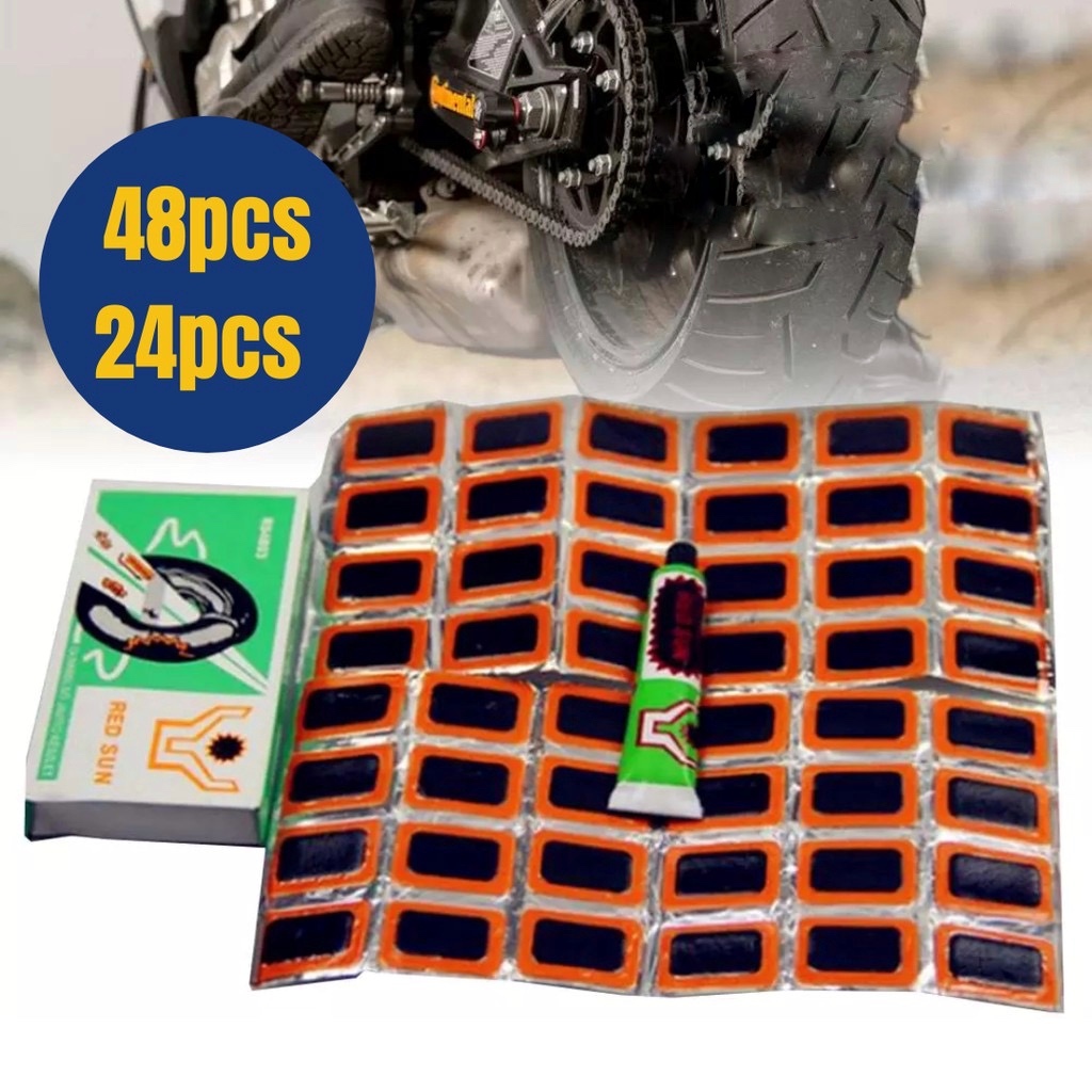 24PCS/48PCS Bicycle Tire Repair Kit Rubber Patches with Glue for ...