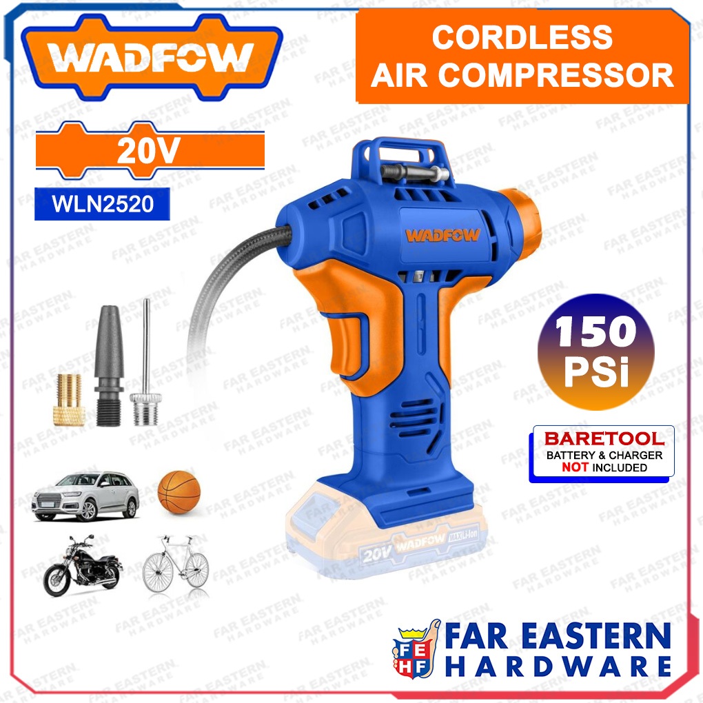 WADFOW Cordless Auto Air Compressor Tire Inflator 20V w/ Pressure Gauge ...
