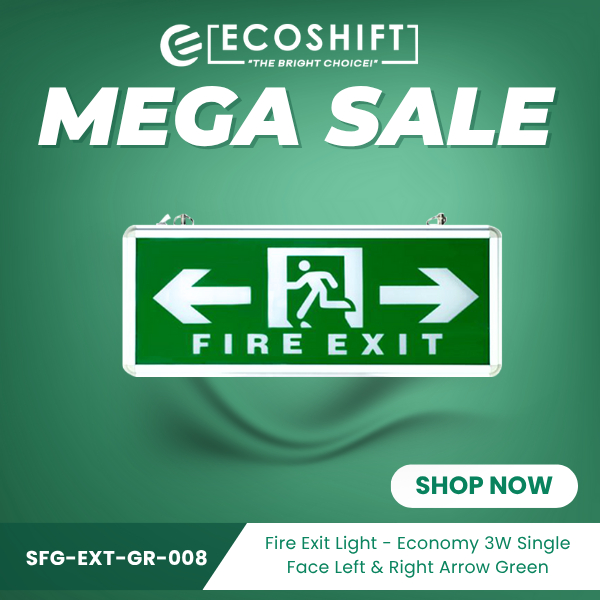 Fire Exit Light Single Face Left & Right Arrow Green Economy 3W ...