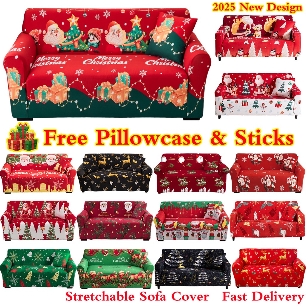 Sheleep Christmas Sofa Cover Single Sofa Cover 1/2/3/4 Seater Sofa ...