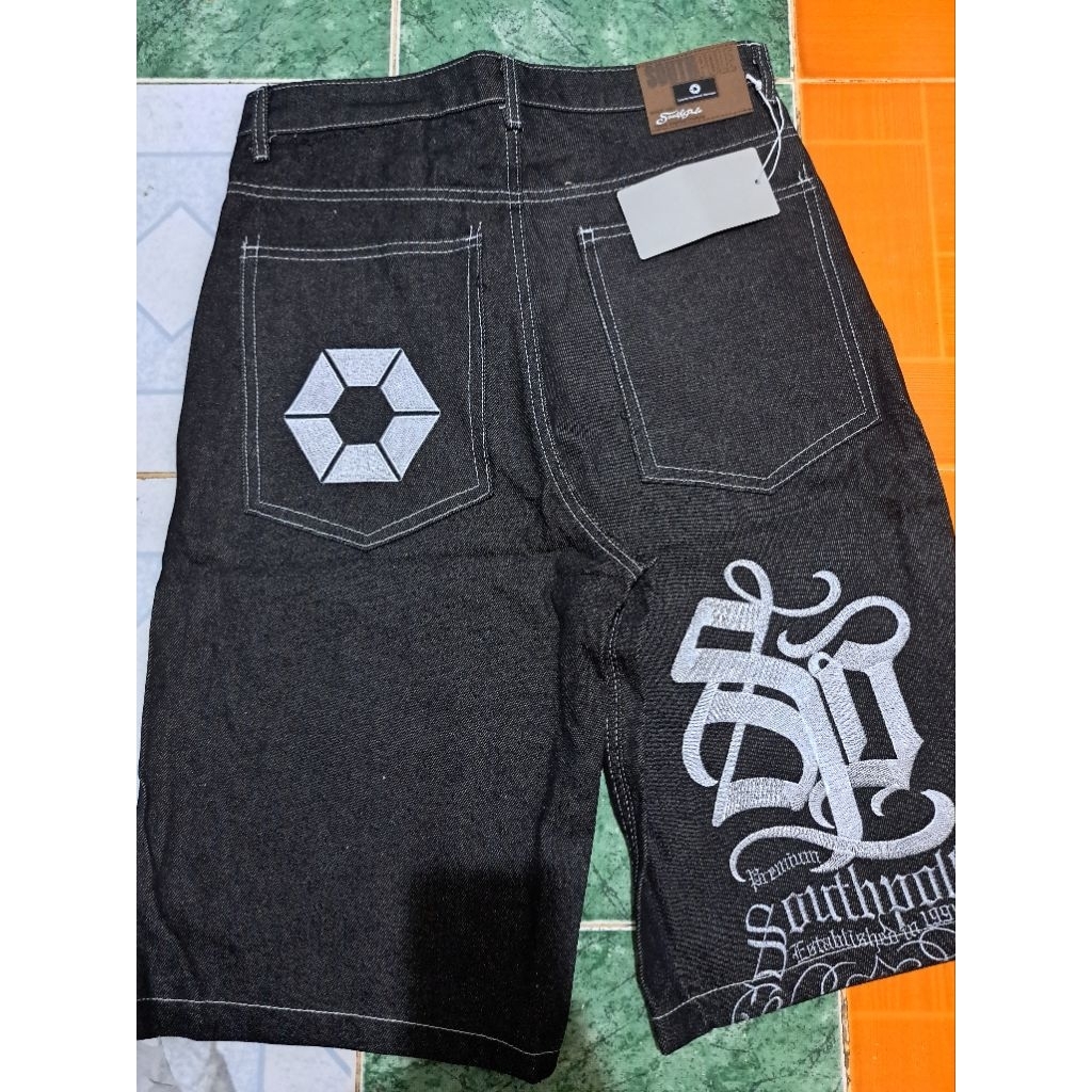 Maong hiphop Short Menswear Embroided | Shopee Philippines