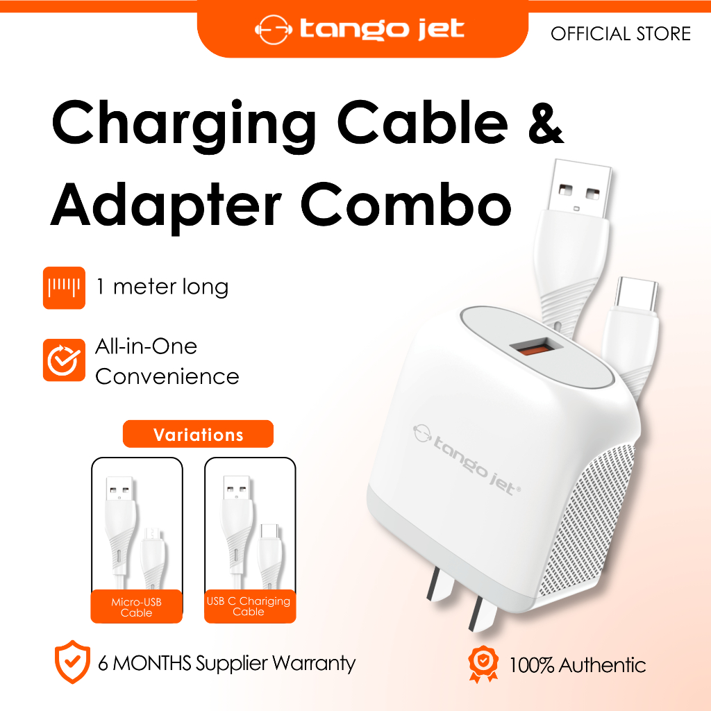 Tango Jet Charging Cable and Adapter Combo | Micro-USB USB C | Travel ...
