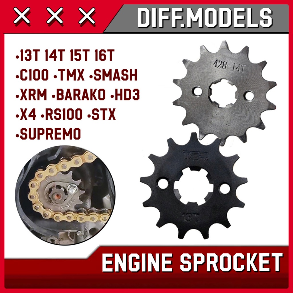 MOTORCYCLE ENGINE SPROCKET 13T 14T 15T 16T C100 TMX XRM SMASH HD3 BAJAJ ...