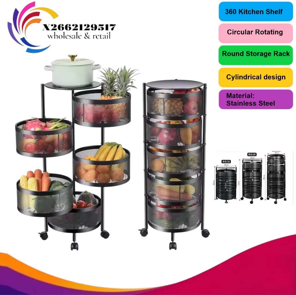 360 Kitchen Shelf Circular Rotating Multi-layer Round Storage Rack ...
