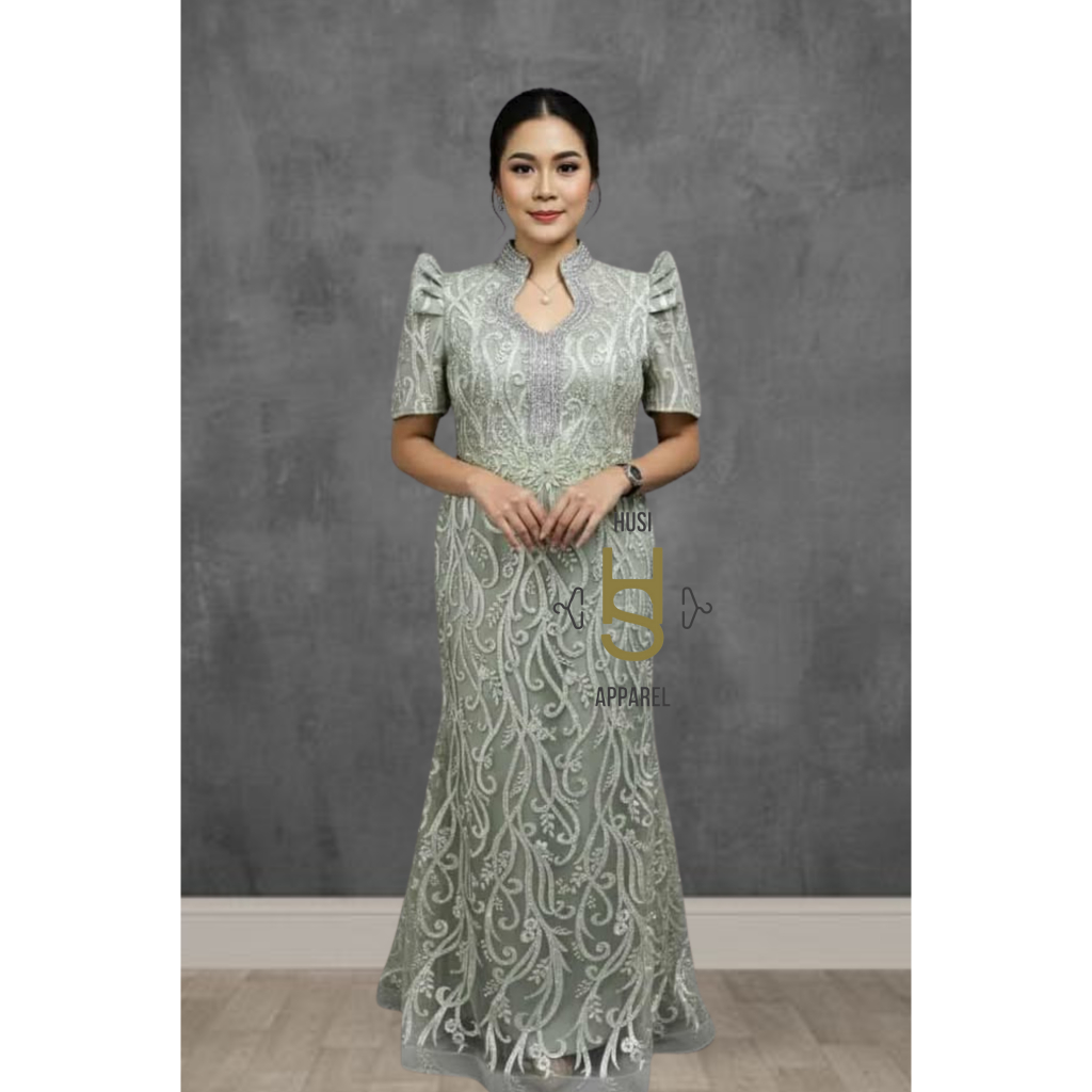MODERN FILIPINIANA GLITTERY FOR WEDDINGS, SPECIAL EVENTS - SAGE GREEN ...