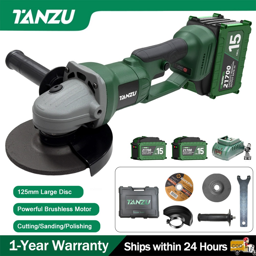 TANZU 850W Power 125MM Cordless Angle Grinder 21700 Lithium Battery ...