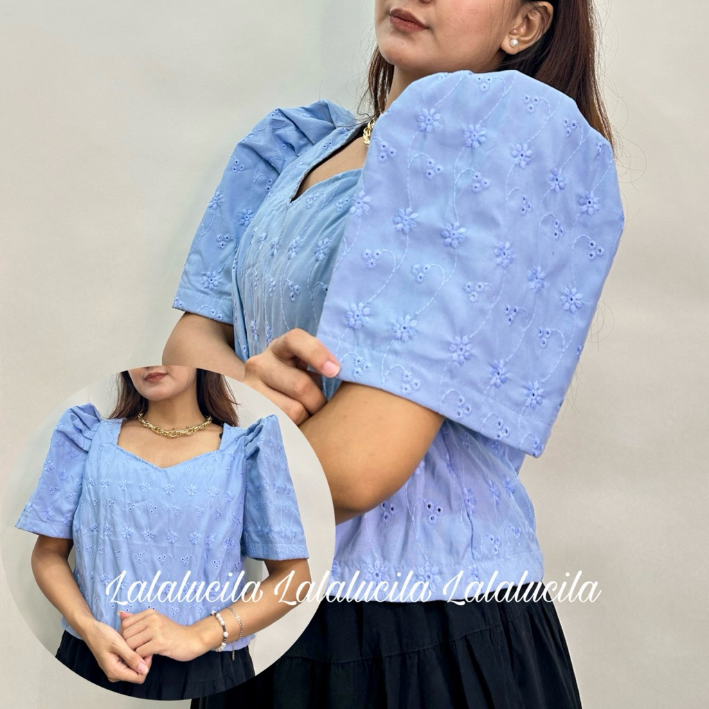 Alicia (M-2XL) Modern Filipiniana Eyelet Top | Shopee Philippines