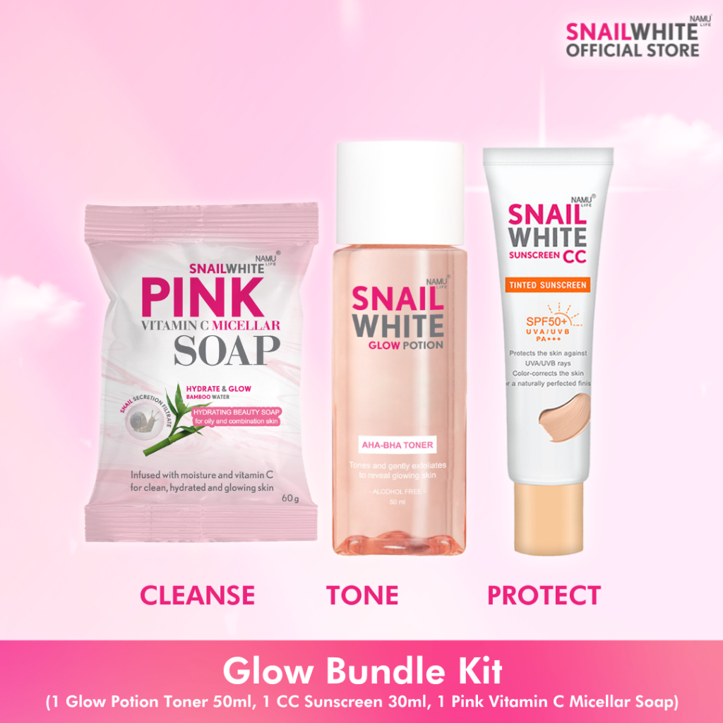 SNAILWHITE Glow Bundle Kit (Glow Potion Toner 50ml, CC Sunscreen 30ml ...