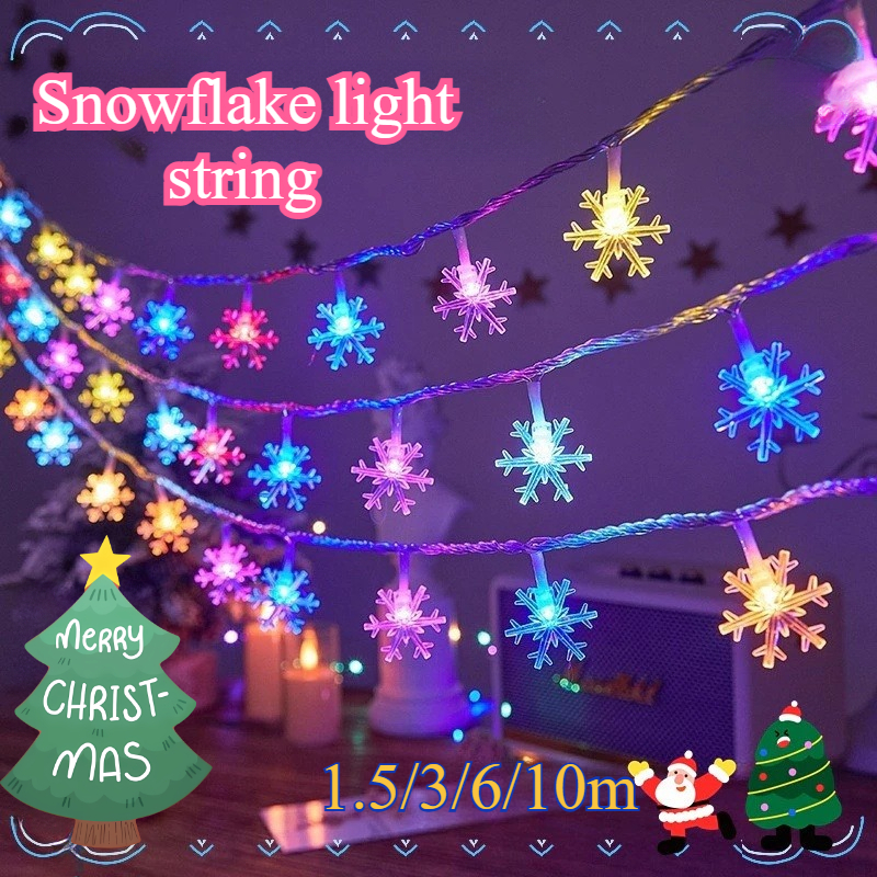 Dry Cell Snowflake Light String Outdoor Waterproof Christmas Tree ...