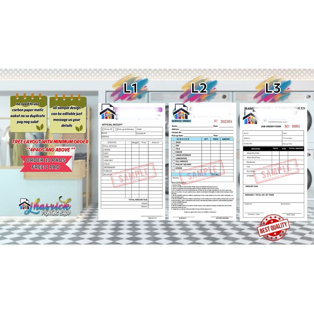 CUSTOMIZED LAUNDRY RECEIPTS | LAUNDRY SERVICES | LAUNDRY SHOP | Shopee ...