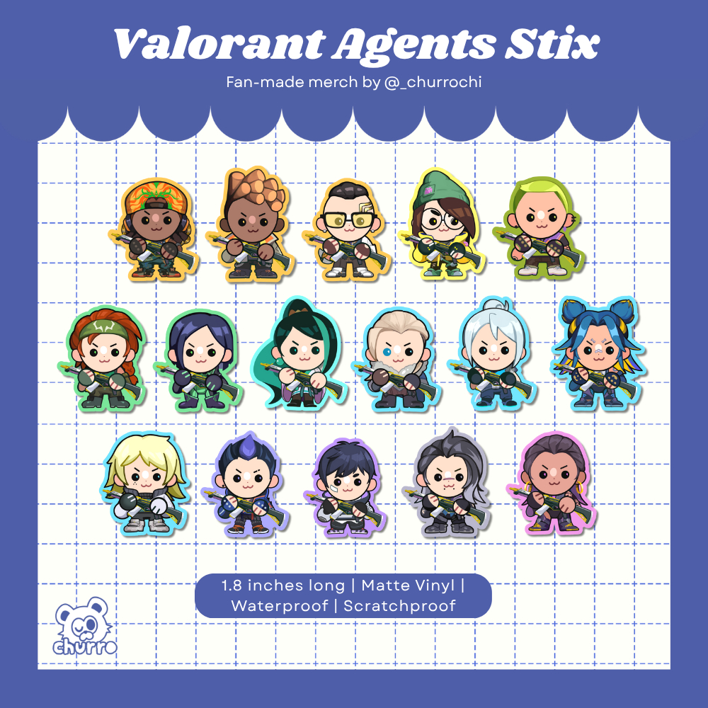 VALORANT Agents Matte Vinyl 1.8" Stickers - OwOrant | Shopee Philippines