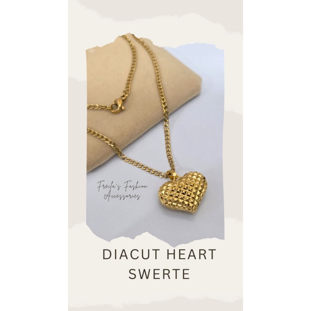 DIACUT HEART SWERTE NECKLACE REVERSIBLE STAINLESS FREILAS JEWELS ...