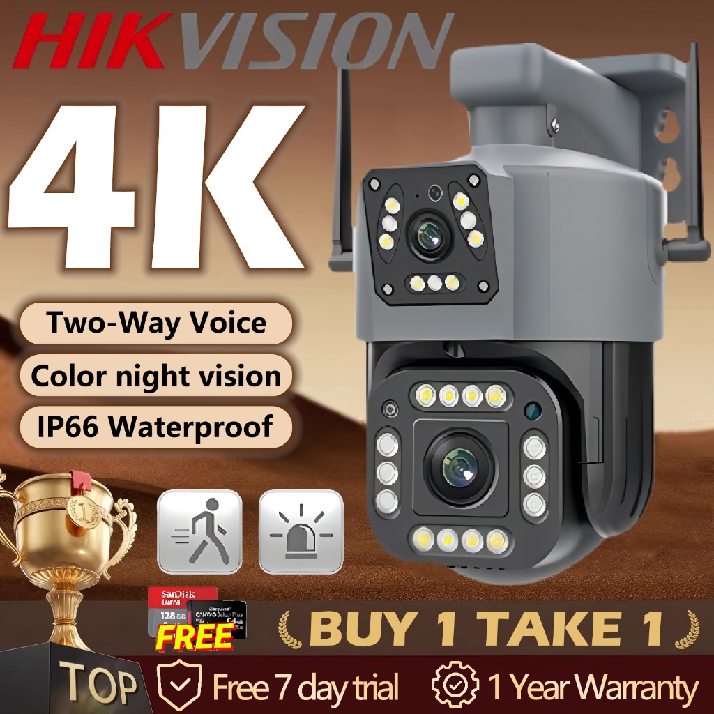 Hikvision Outdoor CCTV Camera 4K Dual Lens WIFI Wireless 50MP Smart ...